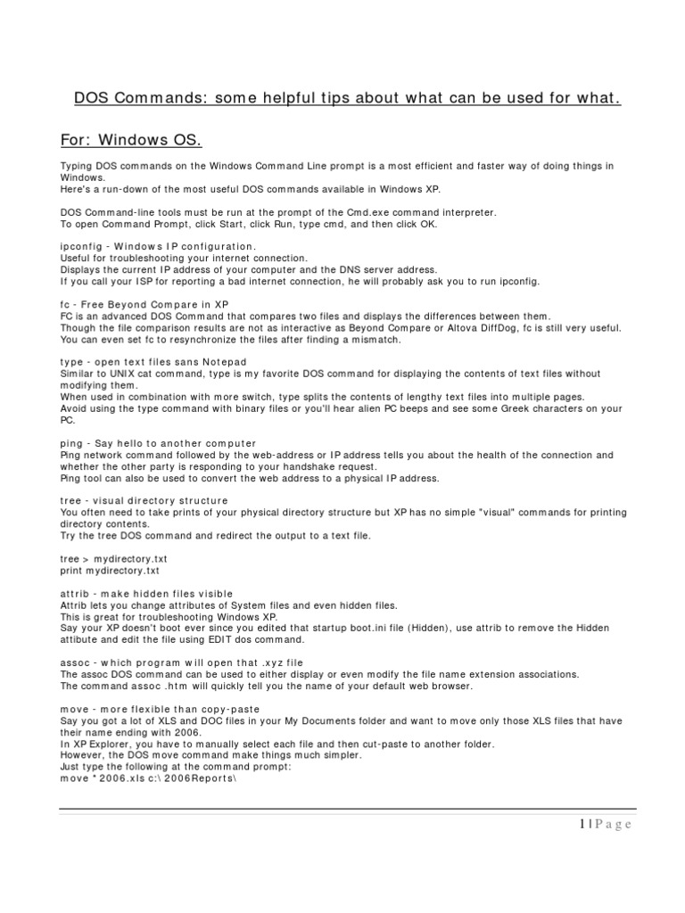 DOS Commands | PDF