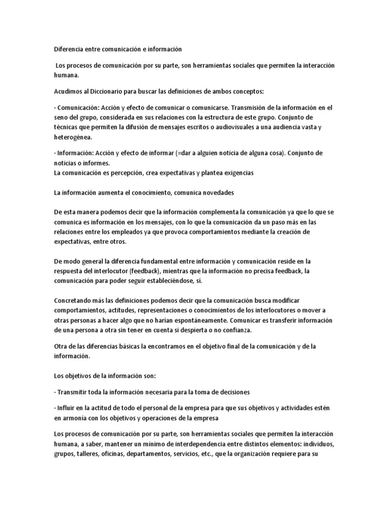 Diferencia entre comunicación e información | Communication | Information Diferencia entre comunicación e información | Communication | Information