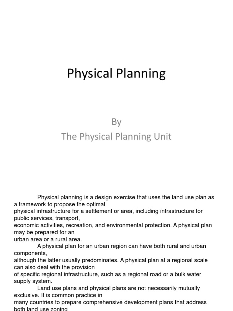 Physical Planning Process and Requirements: Guidance from the Physical ...
