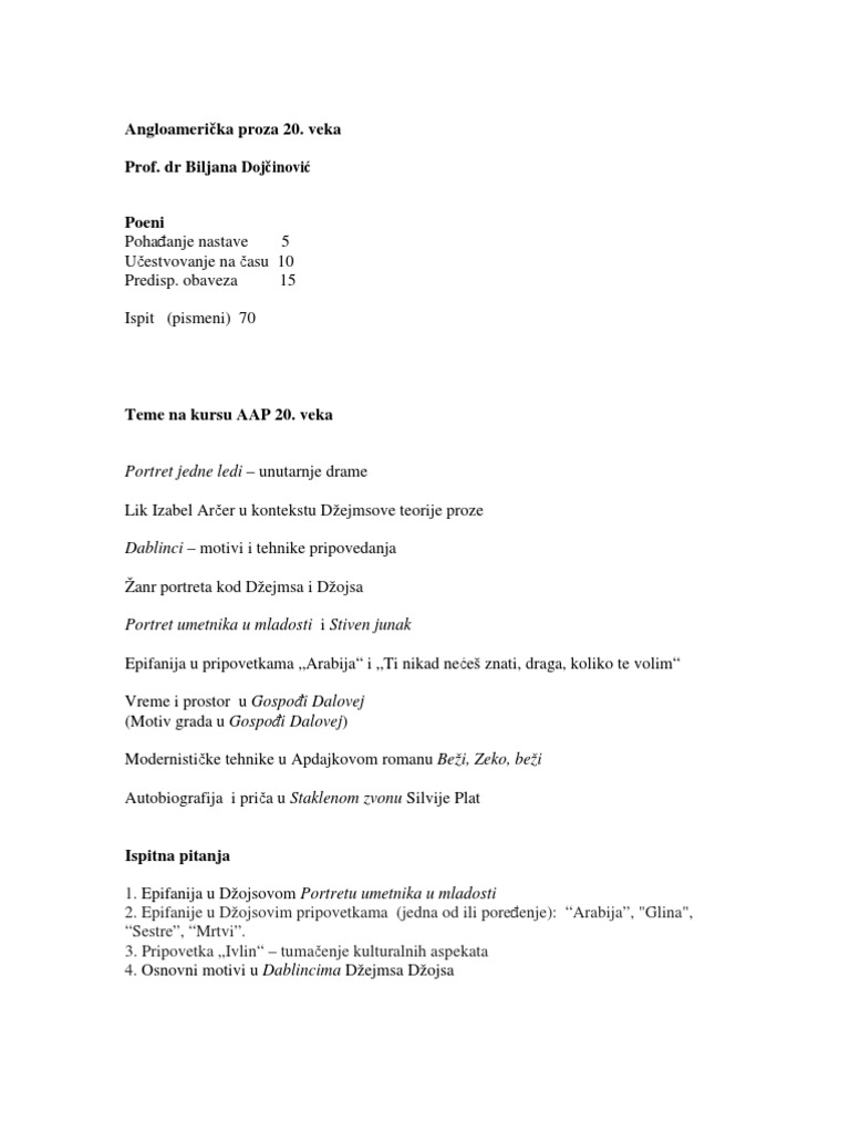 Angloamericka Proza XX Veka | PDF