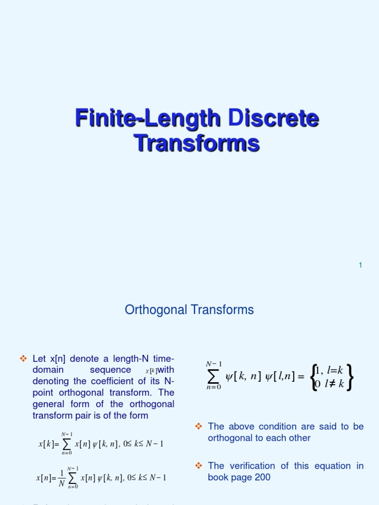 Finite Length Discrete Transforms Pdf Discrete Fourier Transform Signal Processing