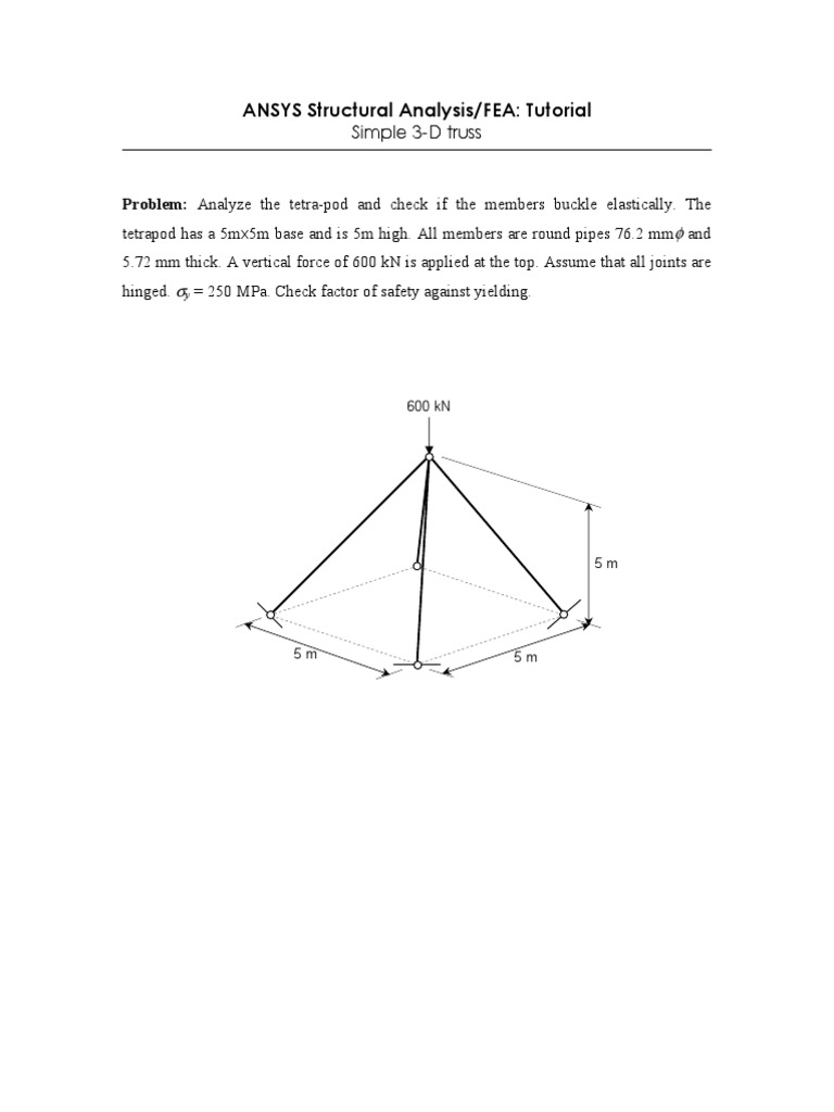 ANSYS Structural Analysis/FEA: Tutorial: Simple 3-D Truss | PDF | Menu ...