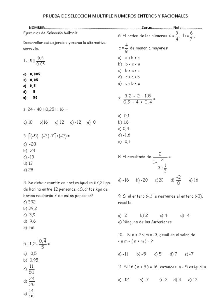 Ejercicios de Selección Múltiple | PDF