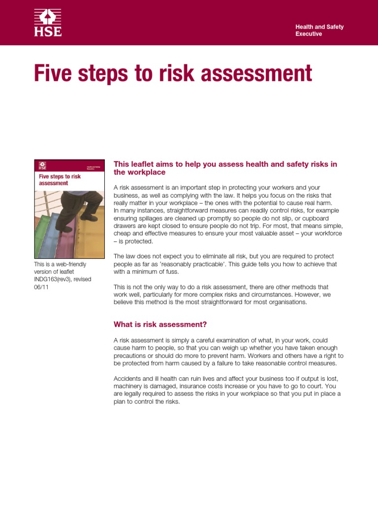 5 Steps To Risk Assessment | PDF | Occupational Safety And Health | Risk