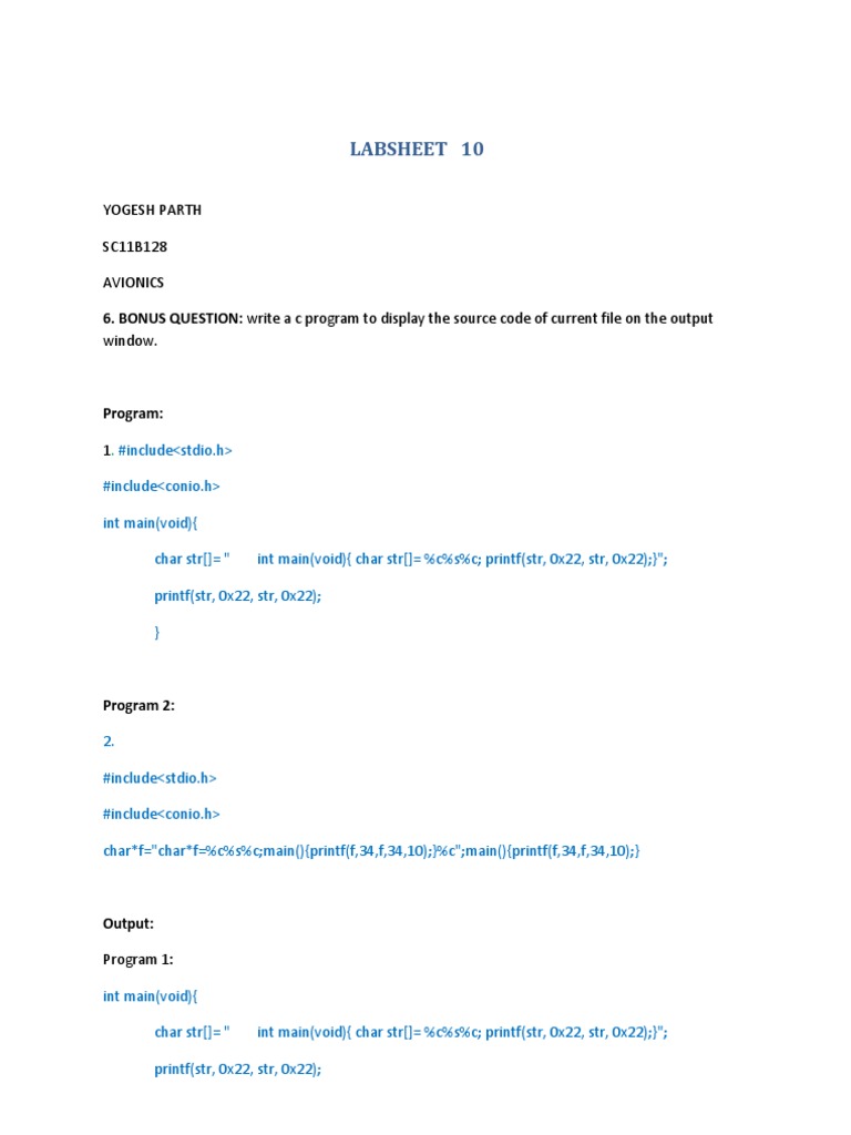 Labsheet 10: Yogesh Parth SC11B128 Avionics | PDF
