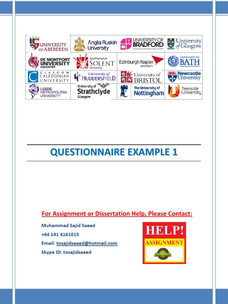 Questionnaire Example 1 | PDF | Trade Union | Labour Economics