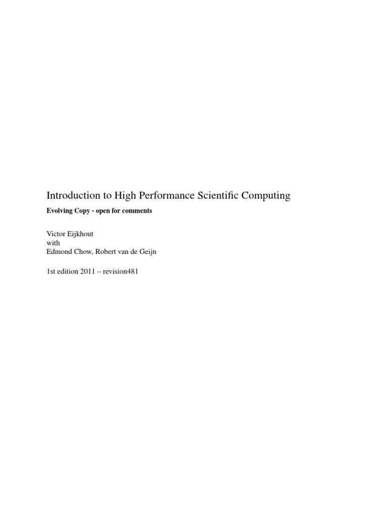 Introduction To High Performance Scientific Computing | Download Free ...