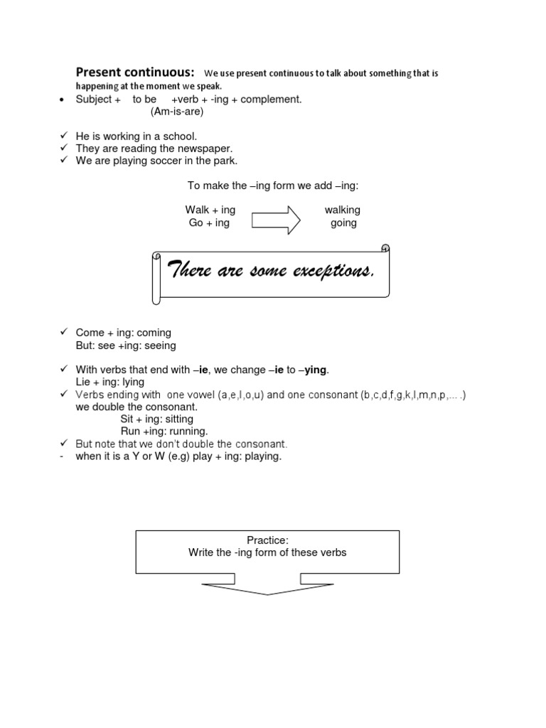 There Are Some Exceptions.: Present Continuous | PDF | Verb | Syntax
