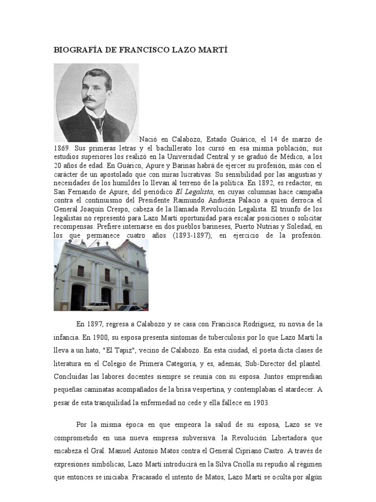 Biografía de Francisco Lazo Martí | PDF | Historia
