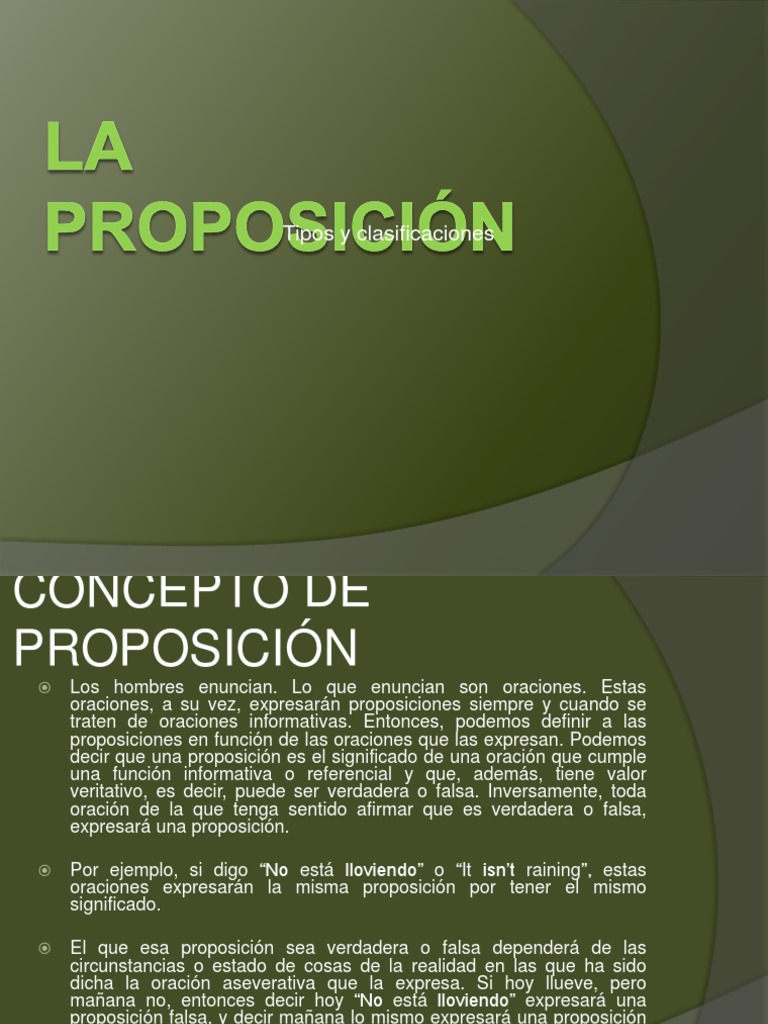 La Proposicion | PDF | Proposición | Oración (Lingüística)