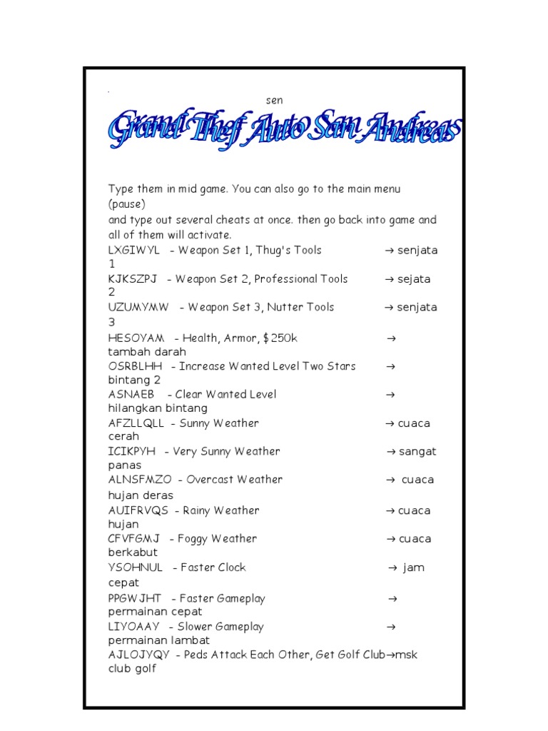 Password GTA San Andreas | PDF