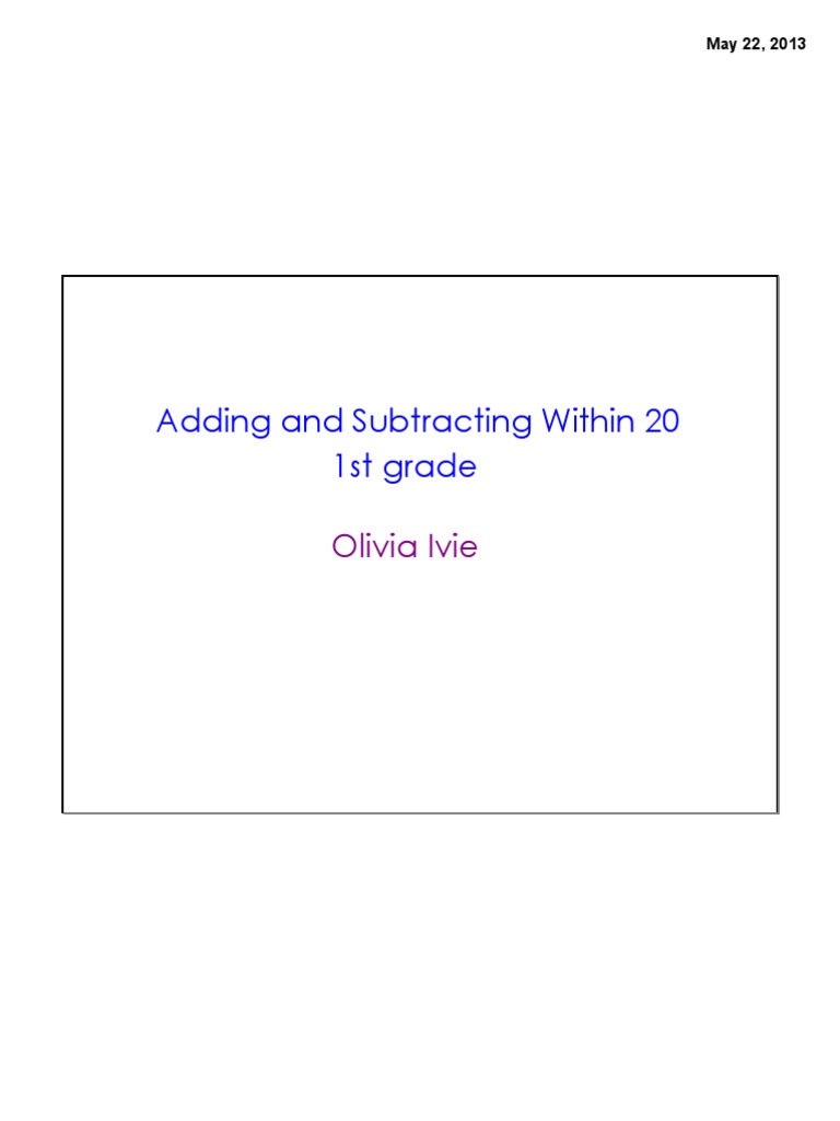 1st Grade Adding & Subtracting Activities | PDF | Art
