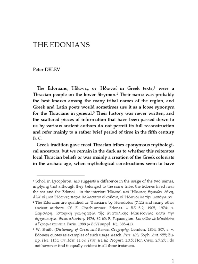 The Edonians by Peter Delev | PDF | Macedonia (Ancient Kingdom ...