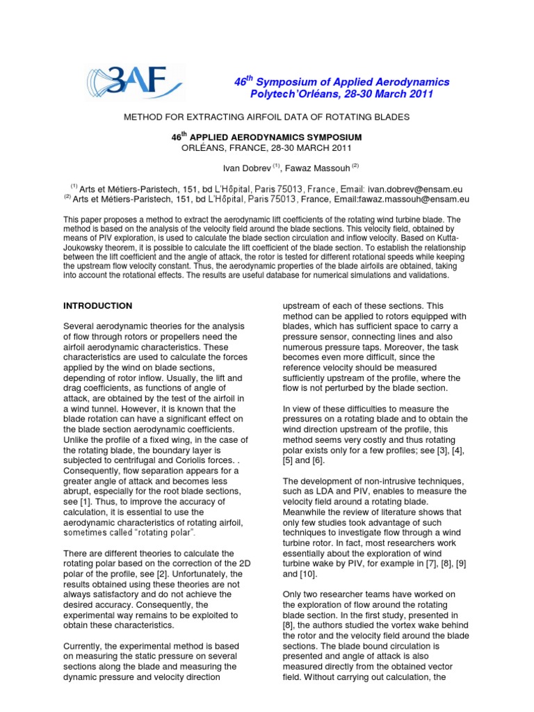 Method For Extracting Airfoil Data of Rotating Blades | PDF | Lift ...