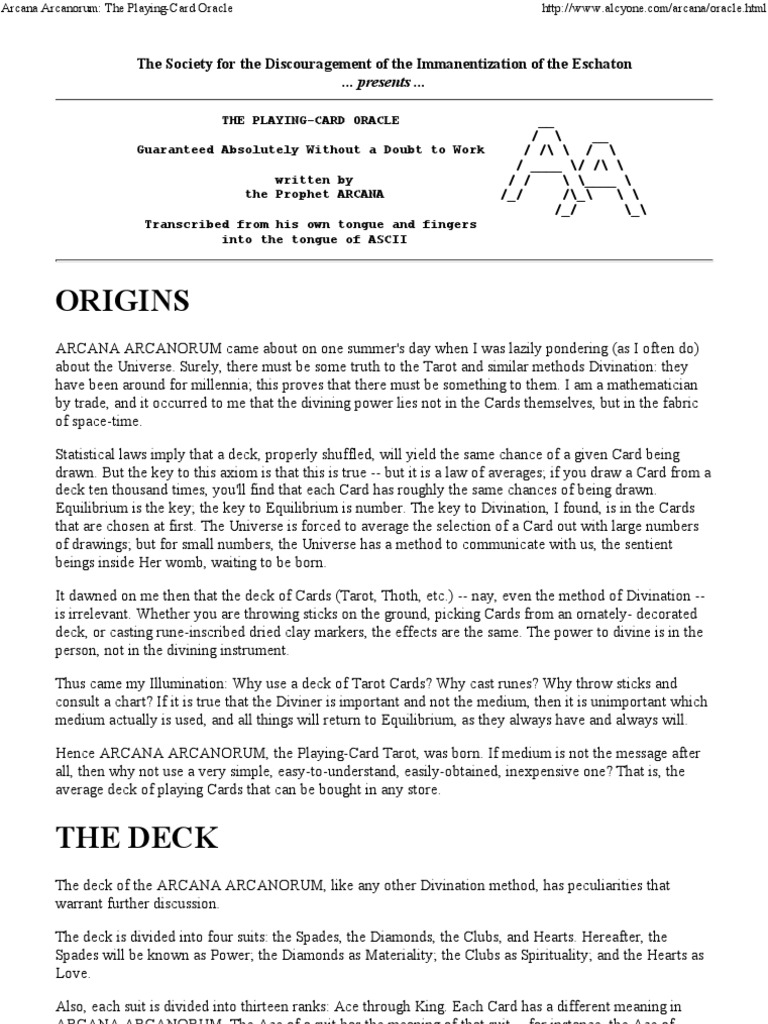 Arcana Arcanorum - The Playing-Card Oracle | PDF | Playing Cards | Gaming