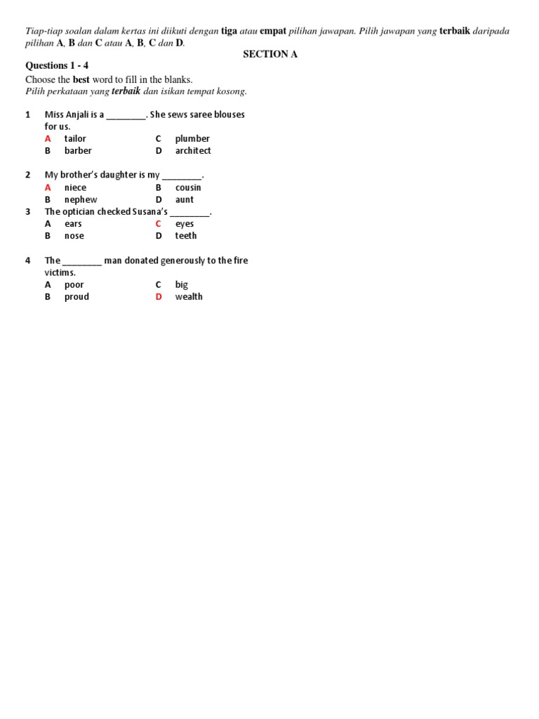 Section A Questions 1 - 4 | PDF