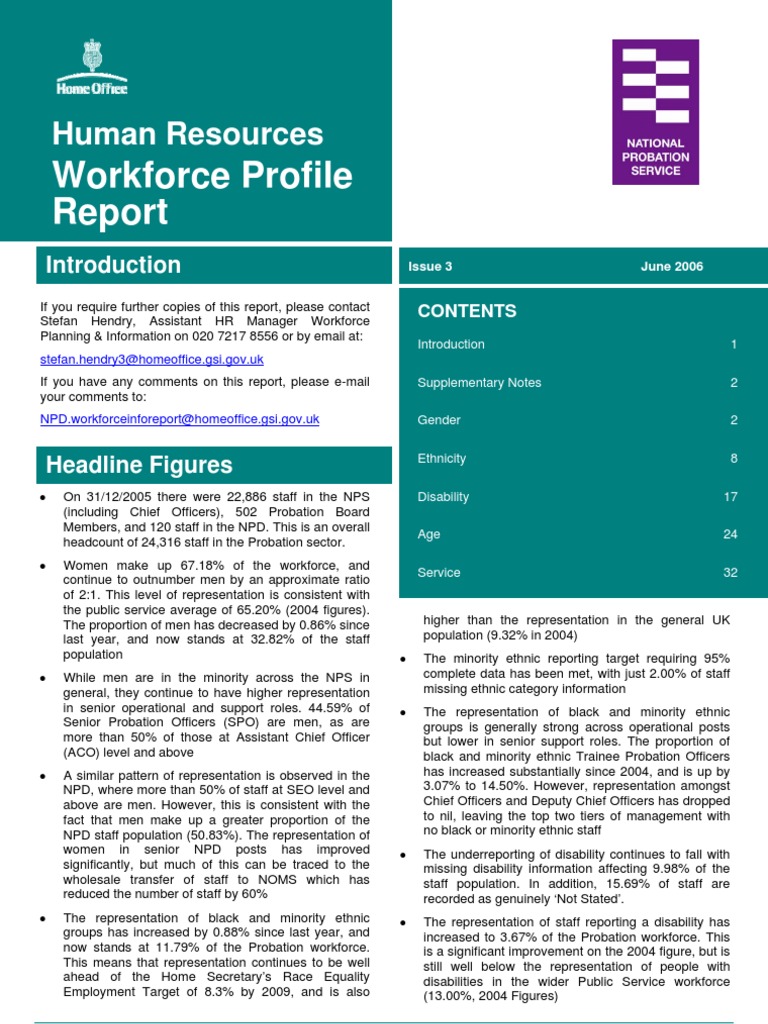 UK Home Office: Workforce Profile Report 2005 | PDF