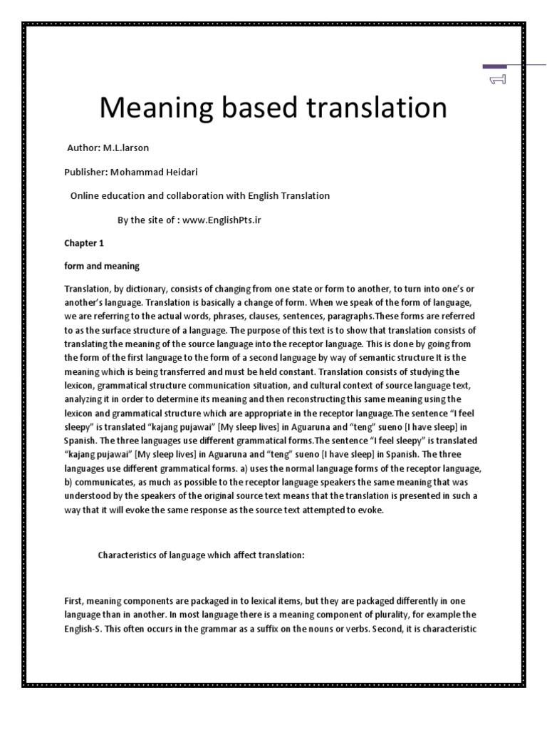 Meaning Based Translation | PDF | Translations | Word