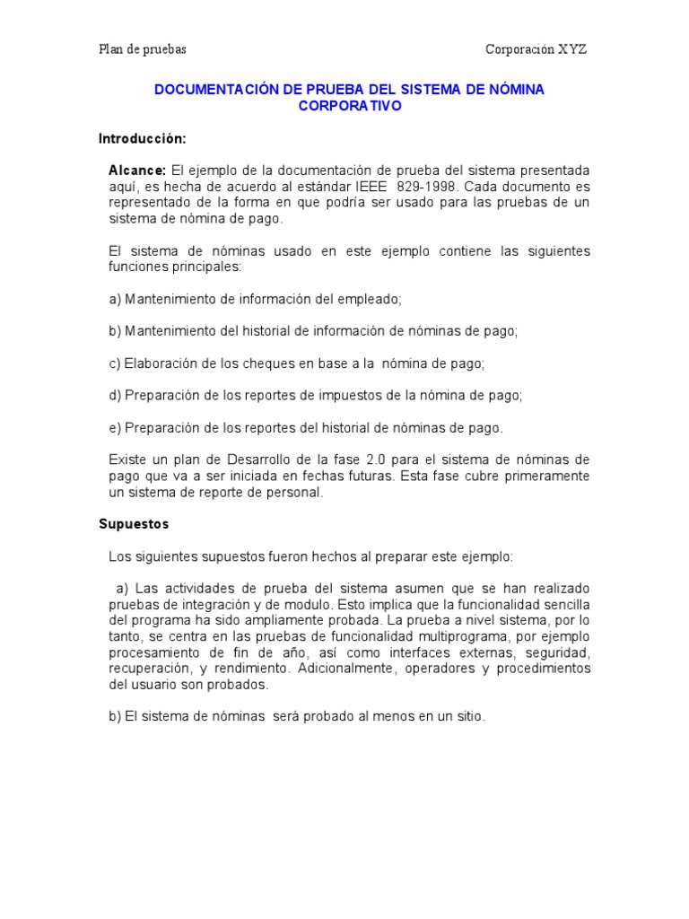Plantilla Documento de Plan de Pruebas de Software | Descargar gratis PDF | Programa de ...