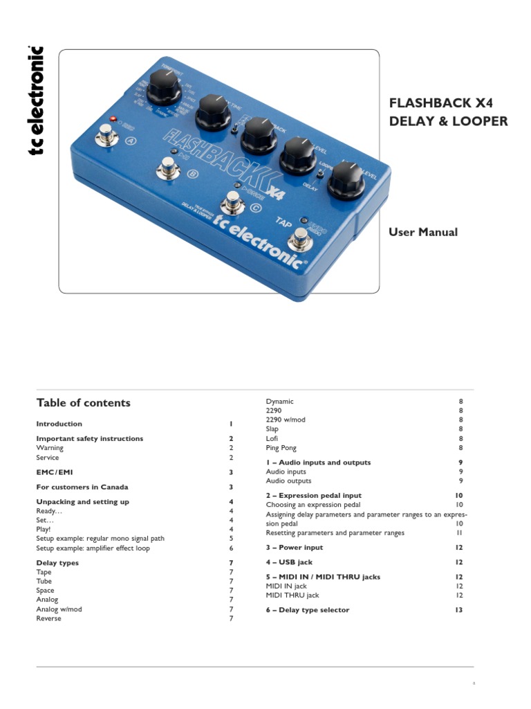 TC Electronic Flashback x4 Manual English PDF | PDF | Electromagnetic Interference | Power Supply