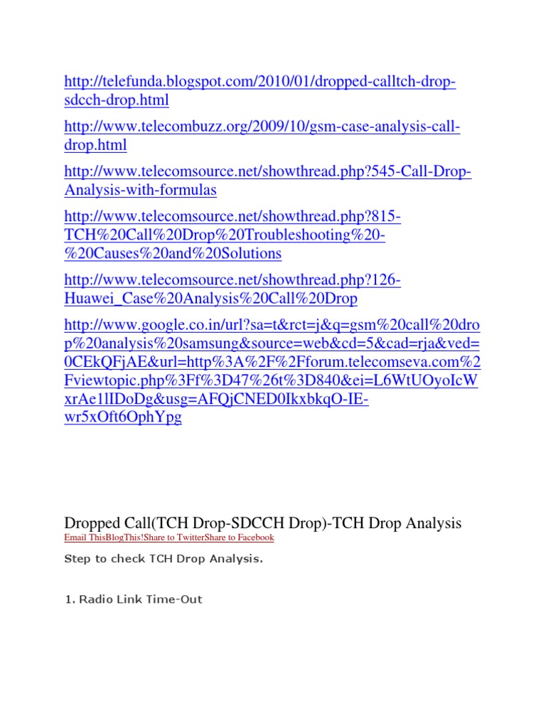 Dropped Call (TCH Drop-SDCCH Drop) - TCH Drop Analysis | PDF | Antenna (Radio) | Networks