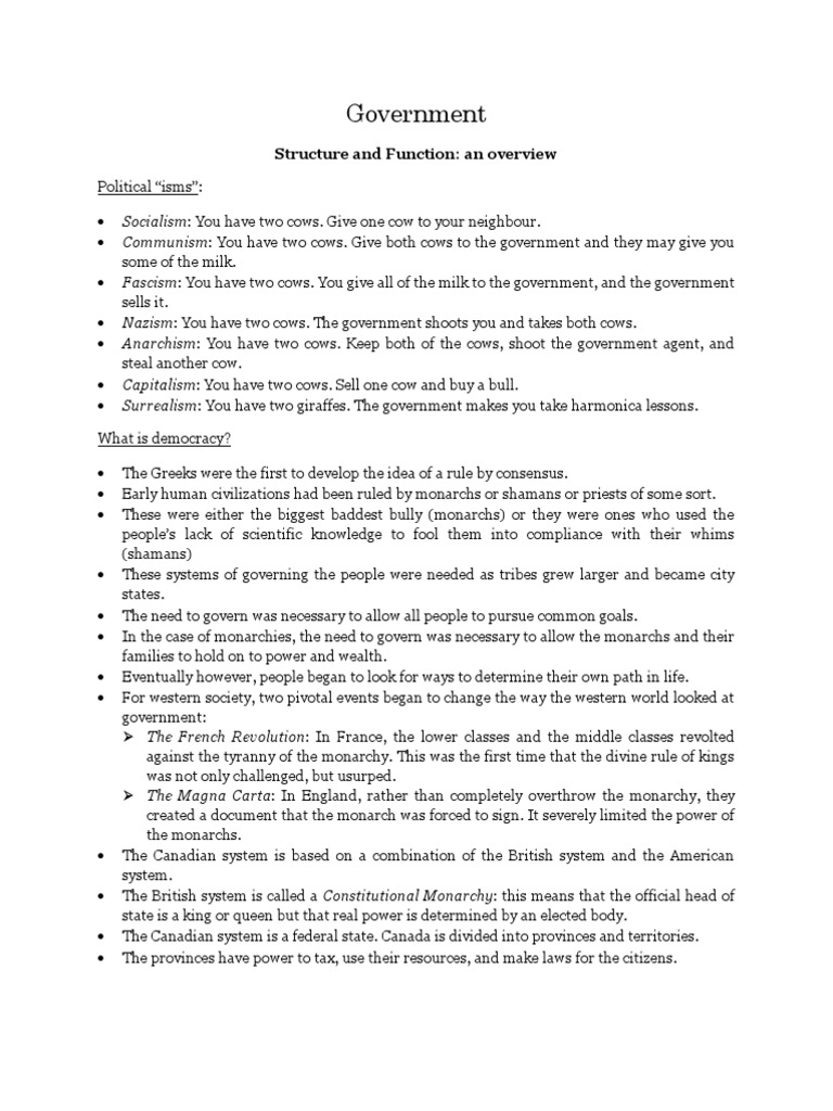 Overview of Government Structures and Functions | PDF | Cabinet ...