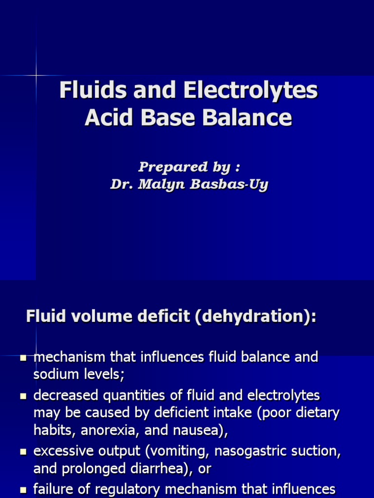 Fluid Electrolytes and Acid Base Balance | Electrolyte | Dehydration