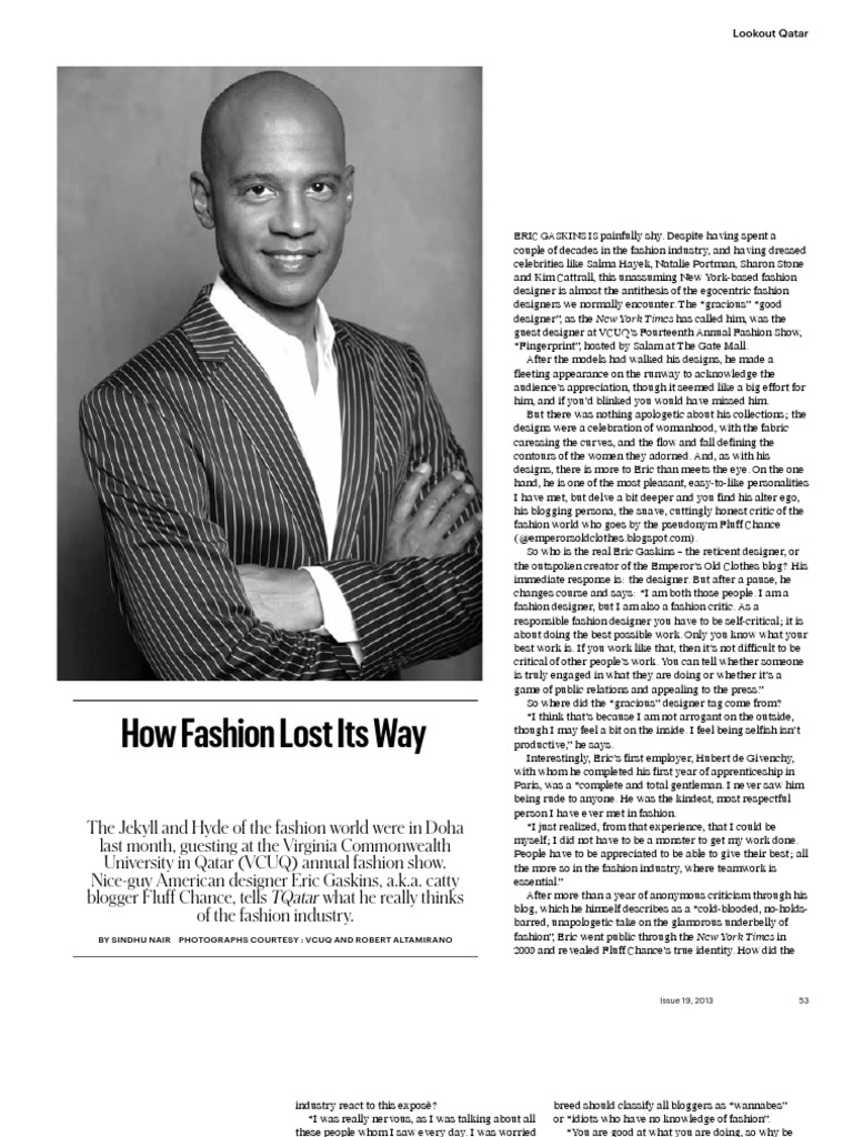 Eric Gaskins The Fashion Designer From The America | PDF | Fashion ...