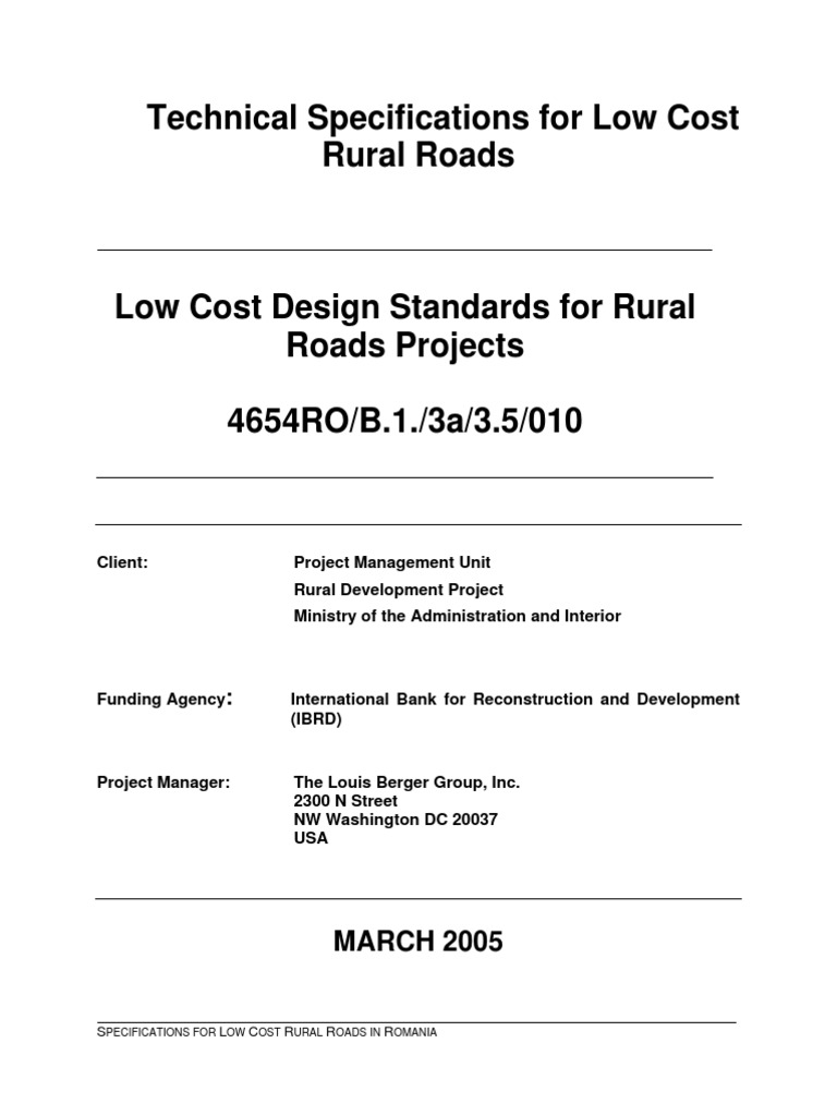 2005 Romania LVR Technical Specifications | PDF | Concrete | Road
