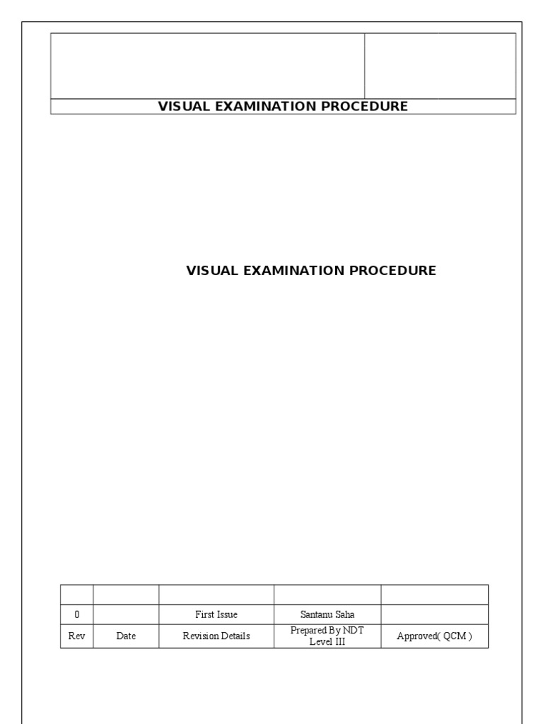 Visual Examination Procedure | PDF | Welding | Construction
