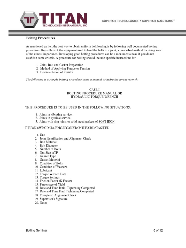 Bolting Procedures Guide | PDF