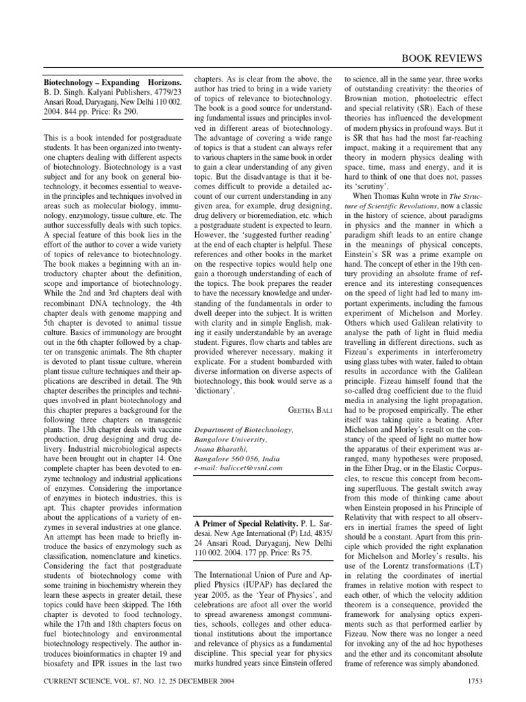 Book Reviews: Biotechnology - Expanding Horizons | PDF | Luminiferous ...