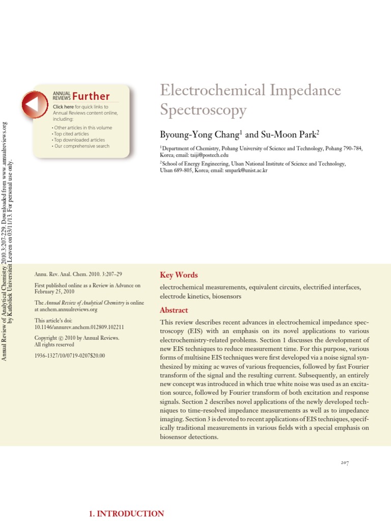 Electrochemical Impedance Spectros | PDF | Biosensor | Electromagnetism