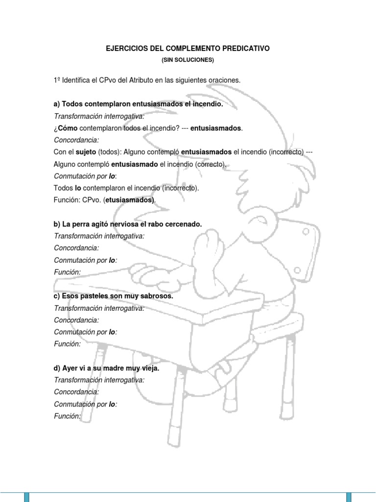 Ejercicios de Complemento Predicativo | PDF