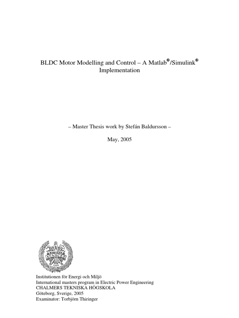 BLDC Motor Modelling and Control - A Matlab®Simulink Implementation | PDF