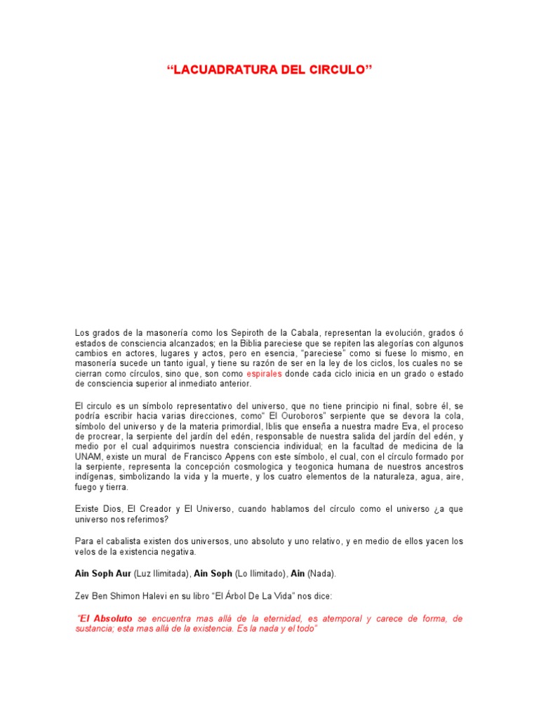 Cuadratura del Círculo en la Cabala | PDF | Kábala | Universo