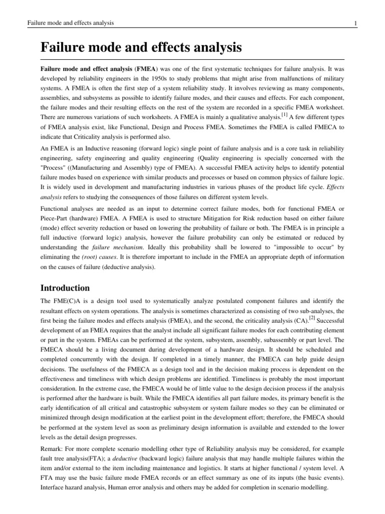 Failure Mode and Effects Analysis | PDF | Systems Engineering | Engineering