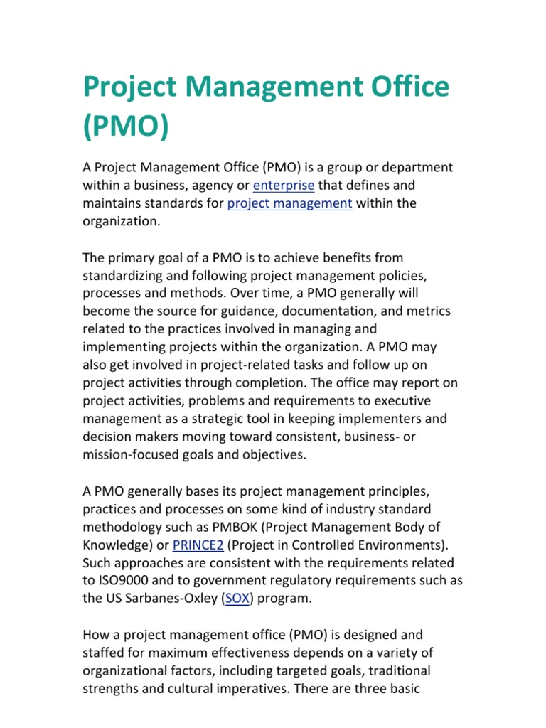 Project Management Office Setup | PDF | Project Management | Governance