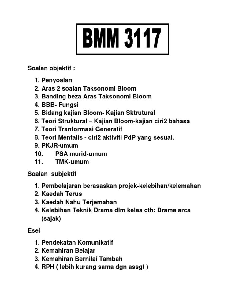 Soalan BMM 3117 | PDF