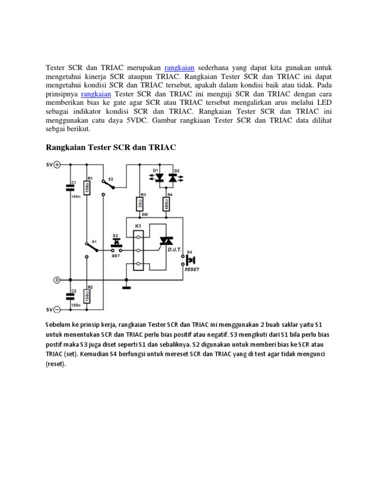 Tester SCR Dan TRIAC Merupakan Rangkaian Sederhana Yang Dapat Kita ...