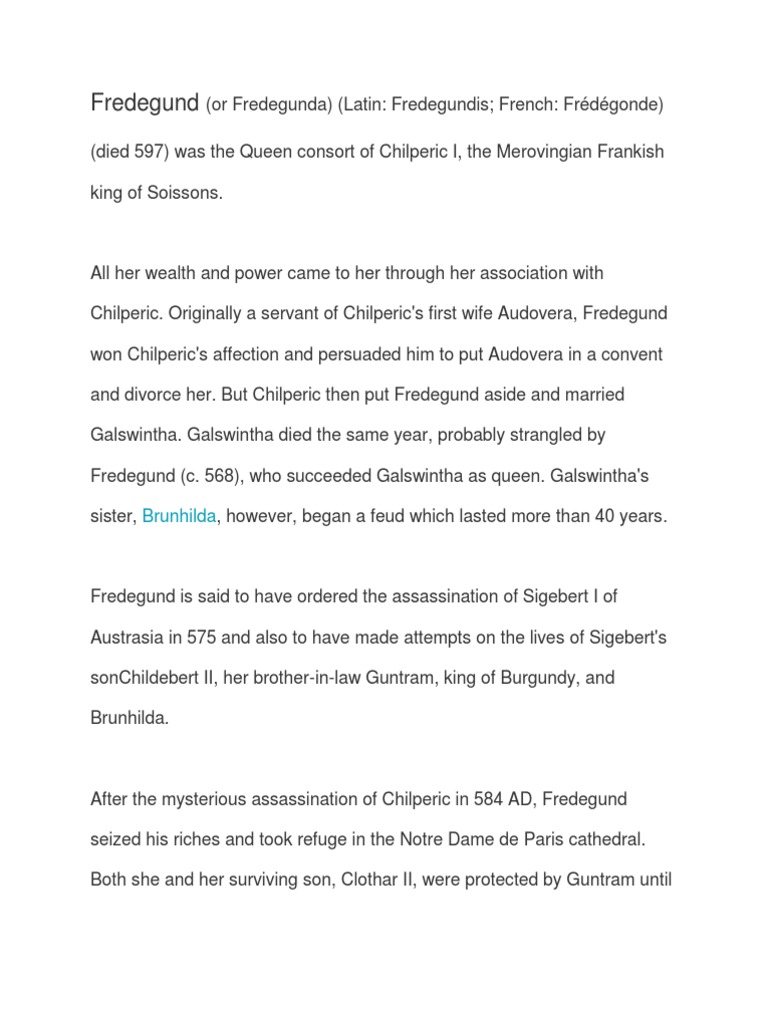 Queen Fredegund of Soissons | PDF | Franks