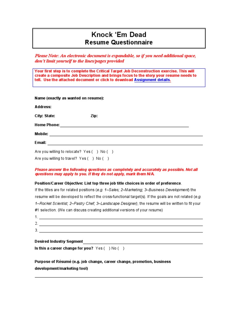 Resume Information Gathering | PDF | Résumé | Employment