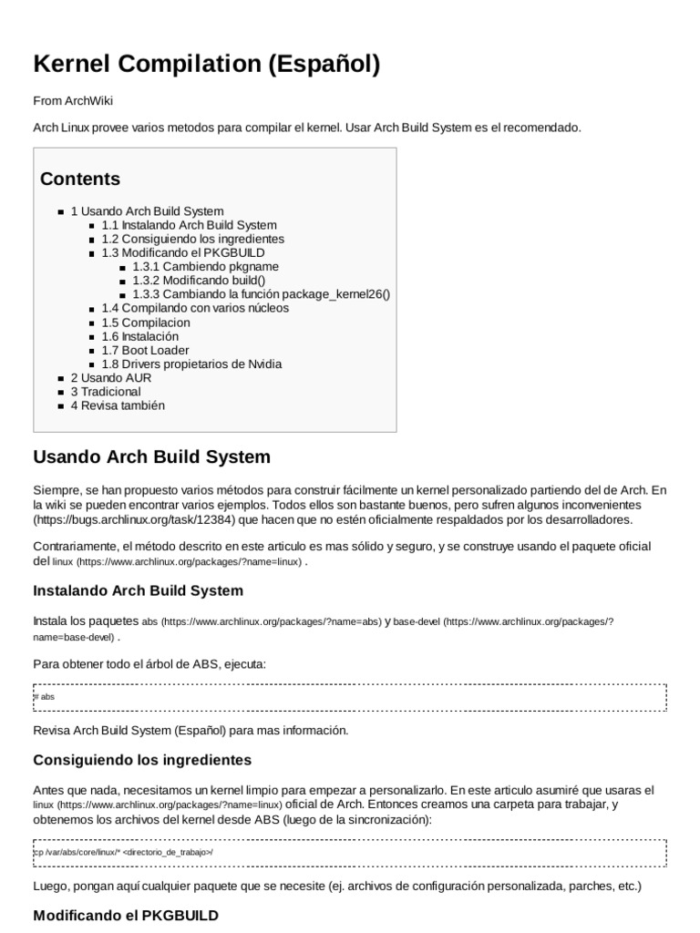Compilar Kernel Wiki Archlinux | PDF | Compilador | Archivo de computadora