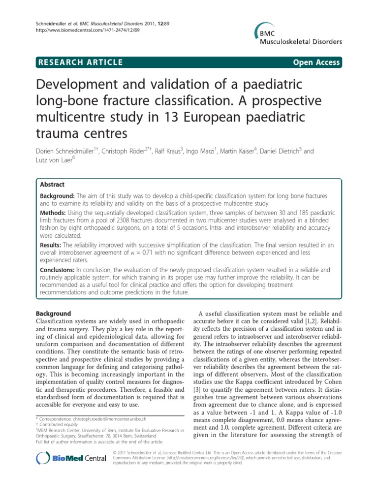 Development and Validation of A Paediatric Long-Bone Fracture ...