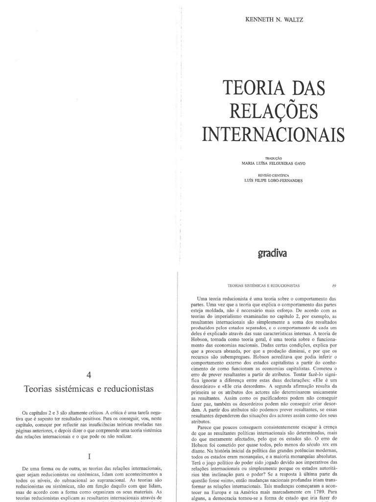 Teoria - Das - Relações - Internacionais - Kenneth - Waltz - C Ap. - 4 ...