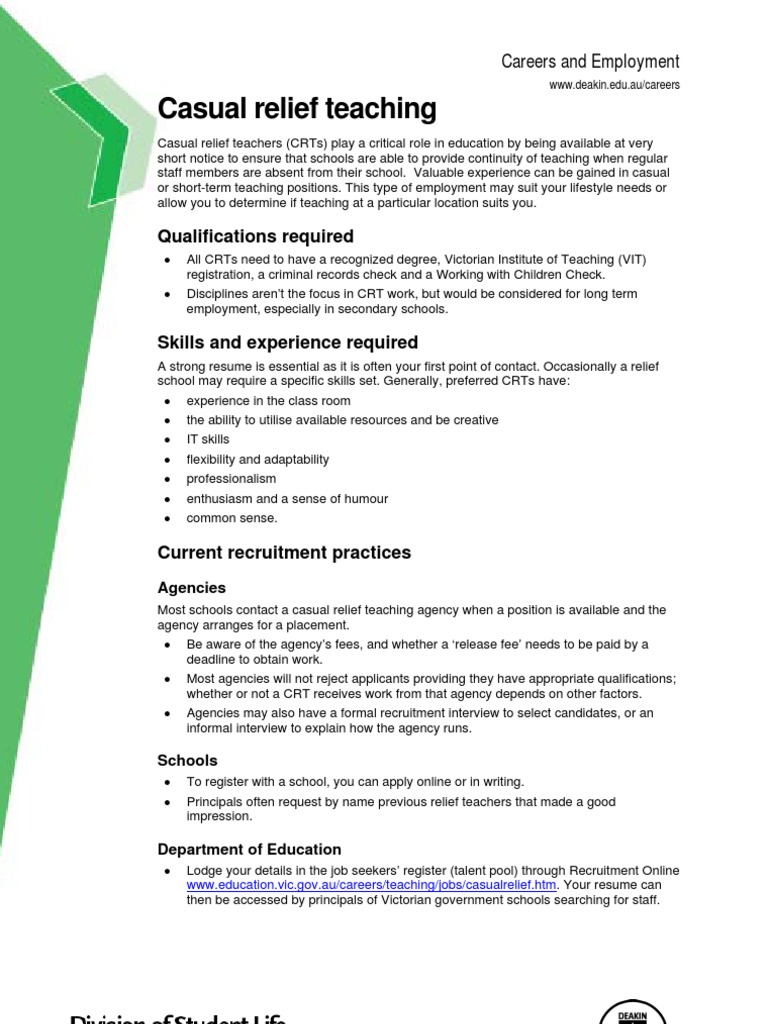 Casual Relief Teaching | Recruitment | Teachers