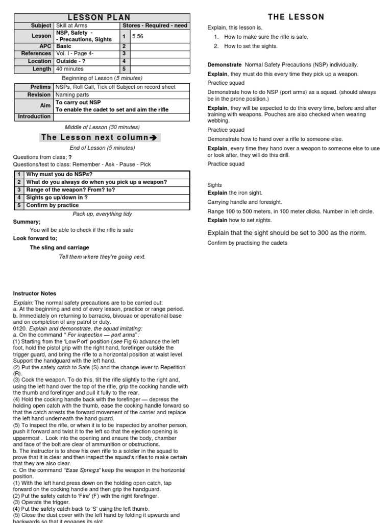 Lesson Plan The Lesson: Middle of Lesson (30 Minutes) | PDF | Rifle ...