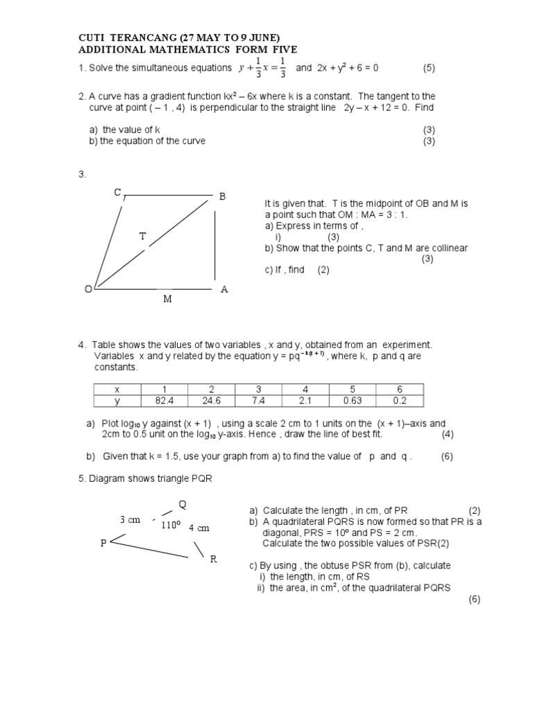 Add Maths Form 5 2013 | PDF