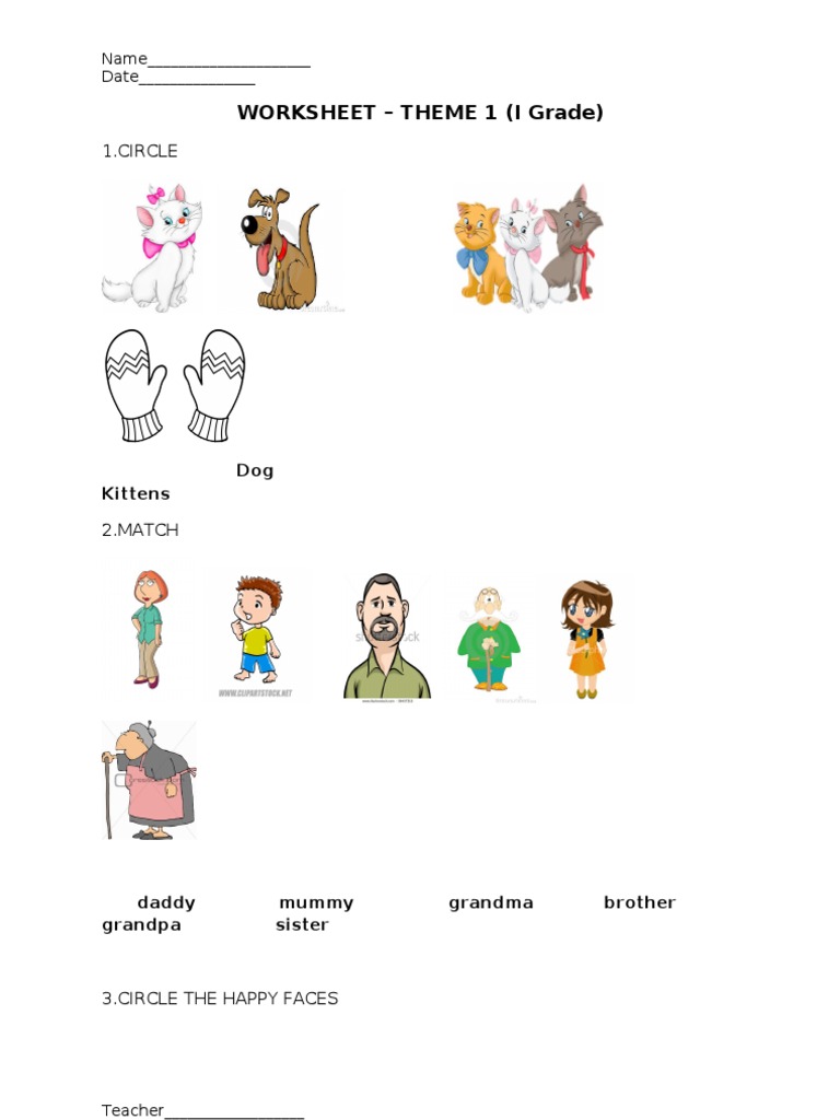 Worksheet - Theme 1 (I Grade) : 1.circle | PDF