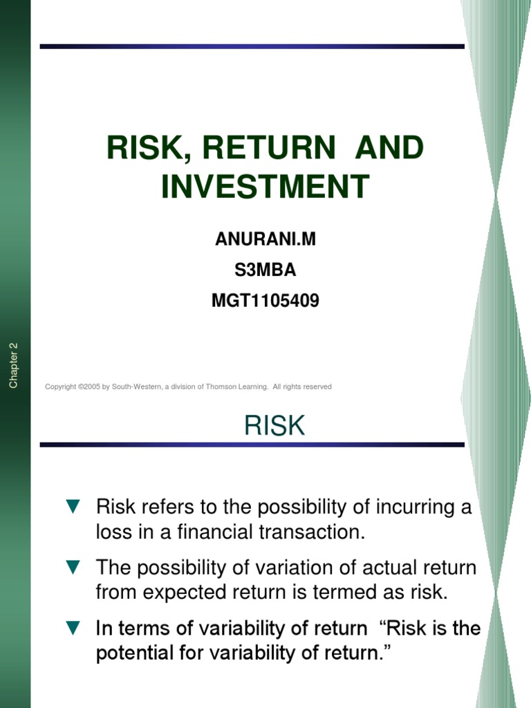 Risk, Return and Investment | PDF | Investing | Risk